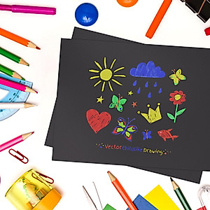 CreGear 24 Sheets Black Cardstock 8.5 x 11, Black Cardstock Paper 250gsm/92lb Thick Cardstock, Black Card Stock Construction Paper for Christmas Crafts, Scrapbooking, Card Making, Menus, Invitations