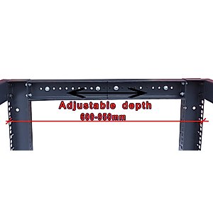Sysracks 4 Post Open Frame Server Rack Mobile Relay with Wheels Casters for 19" Network Server AV IT Equipment Gear Rack Cabinet Adjustable Depth 24"-37" (22U)