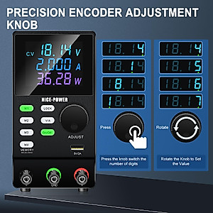 NICE-POWER DC Power Supply Variable, 200V 1A High Voltage Programmable Adjustable Regulated Lab Bench Power Supply with PC Software, Encoder Knob, Memory Storage, Output Switch, Lock Button