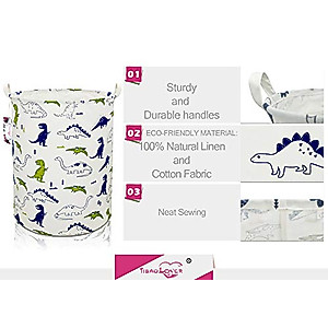 TIBAOLOVER Dinosaur Laundry Basket Baby Laundry Hamper Cute Kids Hamper Toy Storage Bin Handles for Boys and Girls Dinosaur Room Decor (Polychrome Dinosaurs)