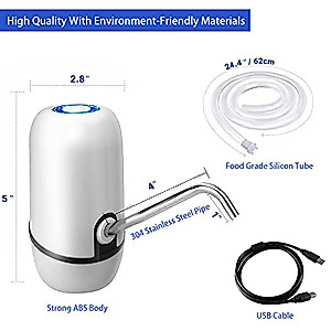 BANGMENG Water Bottle Pump,Electric Drinking Water Pump,USB Rechargeable Portable Water Dispenser,Automatic Shut-Off Water Pump Dispenser for Universal 5 Gallon Bottles