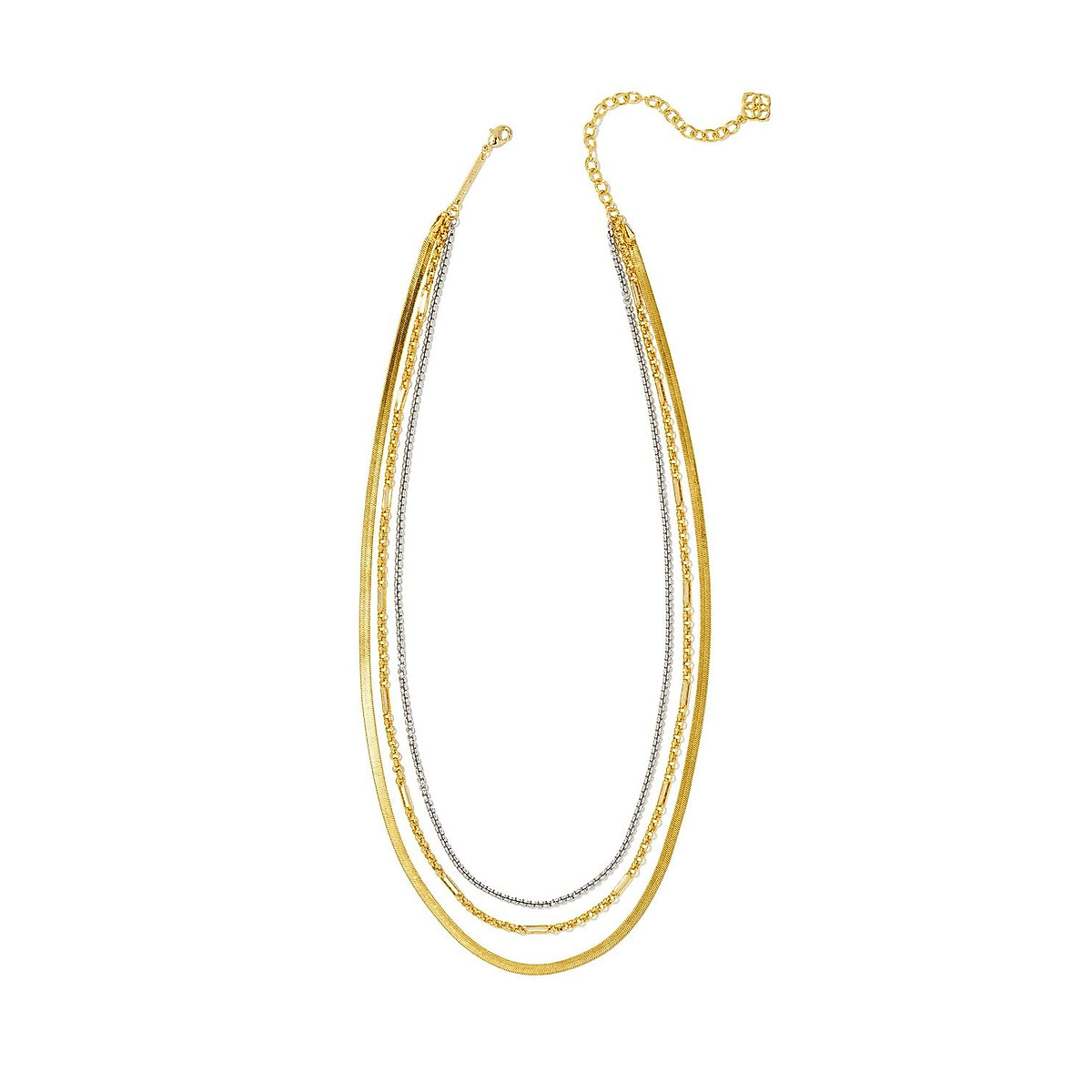 Kendra Scott Taytum Multi Strand Necklace in Silver-Plated Brass, Fashion Jewelry for Women, Mixed Metal