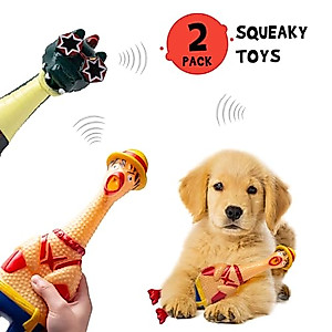 Lufei Squeaky Rubber Chicken Dog Toy - Screaming Dinosaur Squeaky for Small/Medium Dogs