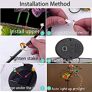 Solar Outdoor Watering Can Lights-Hummingbird Decorative Path Lights, Metal Glass Solar Powered Garden Waterfall Decor Ornament for Yard Lighting Outside