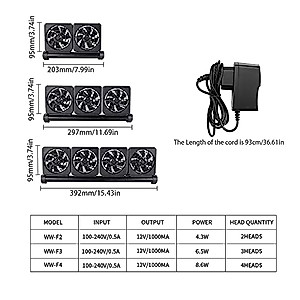 Seven Master Aquarium Chillers, Fish Tank Cooling Fan System 4-Head Wind Power and Angle Adjustable Clip On Chiller, 2 Gears for Control (4-Head)