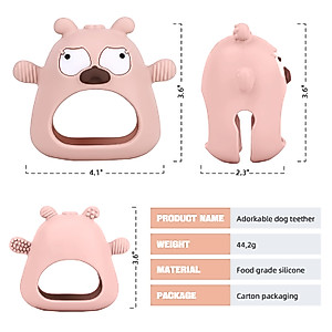 Teething Toys for Babies 0-6-12 Months, Baby Teether Never Drop Baby Teether for Teething Relief, Silicone Baby Hand Mittens with Sucking Need Pacifier, Baby Chew Toys for Breast Feeding (Pink)