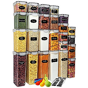 Airtight Food Storage Containers Set, RAZCC 25 PACK Cereal Storage Containers for Kitchen and Pantry Organization BPA Free Kitchen Canisters for Cereal, Rice, Flour & Oats, Free Marker and Labels