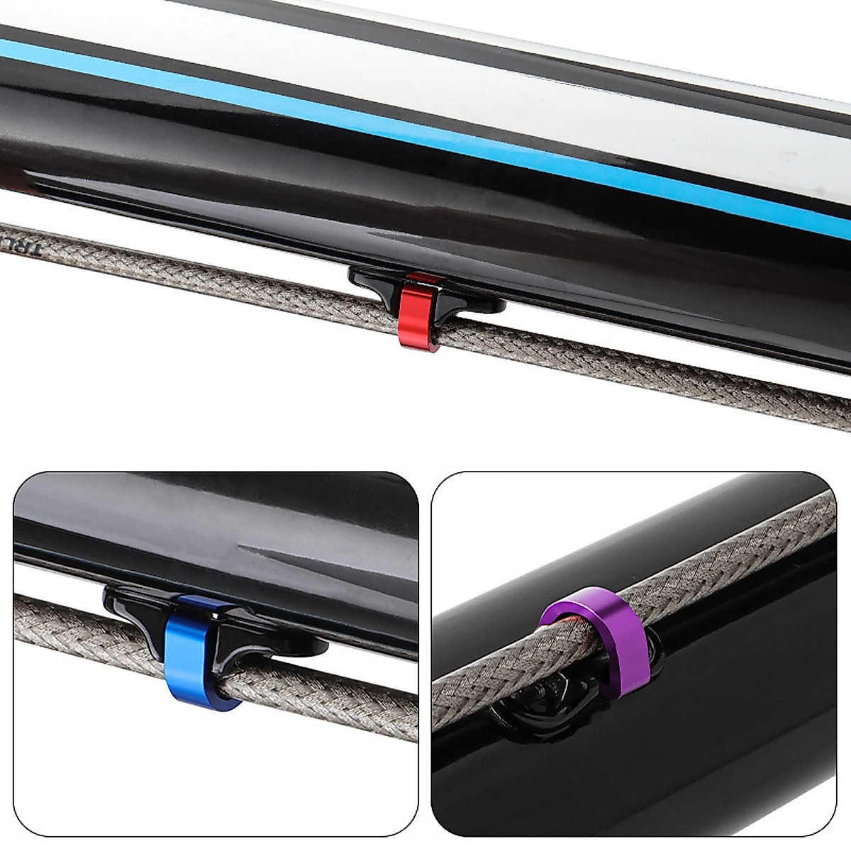 Yundxi 5 Piece MTB Bike Cable Clamps Housing Hose Guide Clamps Aluminum Alloy Bicycle C-Clips Clamps Road Bicycles Brake Cable Derailleur Shifter Cable Fixed Clips Frame Buckle (Black)