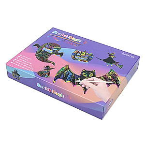 LUREME Scratch Paper Art Set 107 Pcs Rainbow Magic Scratch Off Arts and Crafts Supplies Kits Sheet Party Favor Christmas Easter Craft Birthday Gifts (ME000010-2) Halloween