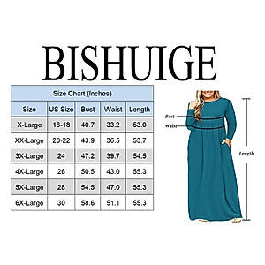 BISHUIGE Womens XL-6XL Casual Plus Size Maxi Dresses with Pockets 2XL, Wine Red