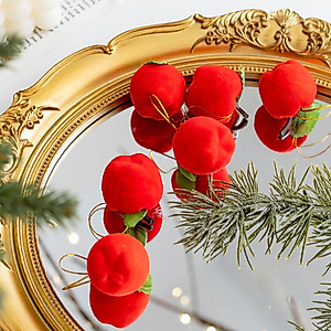 Artibetter Shatterproof Christmas Tree Baubles, Christmas Tree Pendant Foam Red Apple Decoration Christmas Apple Ornament Apple Shaped Hanging Xmas Tree Decor 60Pcs 2cm