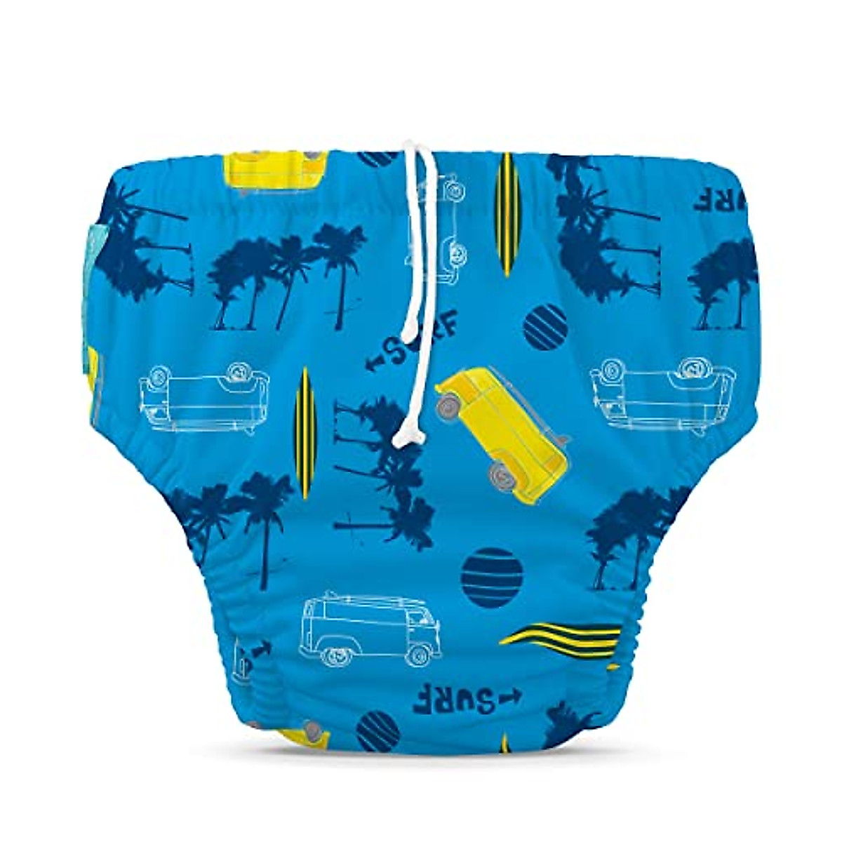 Charlie Banana Reusable Swim Diaper, Washable, Adjustable Drawstring for Baby Girls Boys, Soft and Snug Waterproof Fit to Prevent Leaks - Malibu, Size L (22-34 lbs)