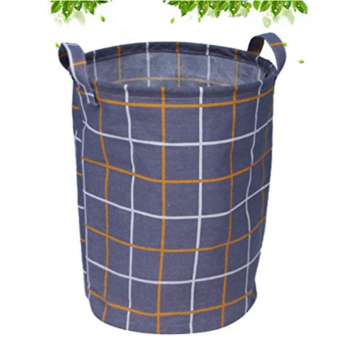 Laundry Hamper Round Canvas Laundry Basket, Foldable Large Clothes Basket with Handle for Kids Clothes, Storage (Checkered Pattern) Clothes Laundry Basket