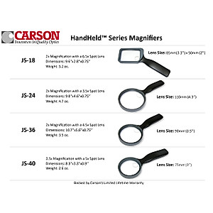 Carson HandHeld 2.5x Power Magnifier with 5x Spot Lens (JS-40) , black
