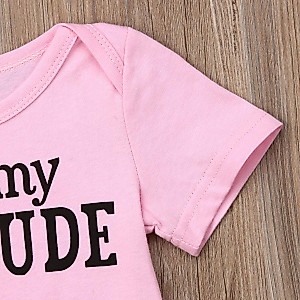Newborn Infant Baby Girls Cotton Bodysuit Funny Letter Print Romper Jumpsuit Clothes Outfits (Short Sleeve, 0-6 Months)