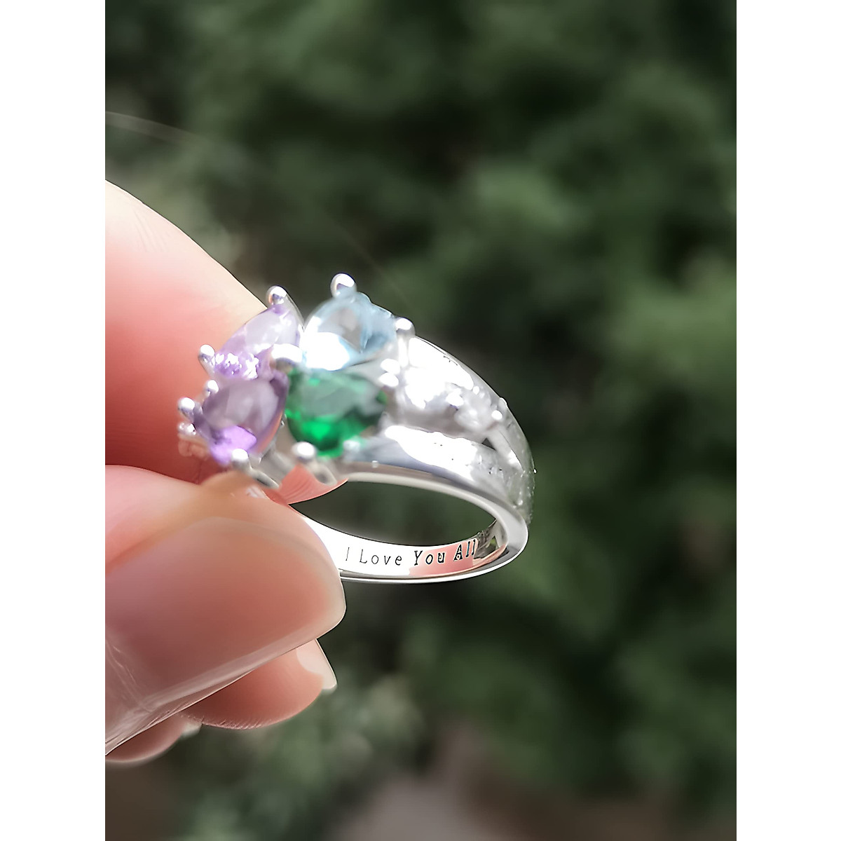 Personalized 4 Birthstone Rings for Mothers 925 Sterling Silver Birthday Mothers Day Gifts, Mothers Rings Family Rings with Birthstones for Mom Custom Birth Stone Rings for Women Grandma Wife Nana