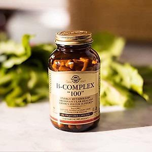 Solgar B-Complex "100", 100 Vegetable Capsules - Heart Health - Nervous System Support - Supports Energy Metabolism - Non GMO, Vegan, Gluten/ Dairy Free, Kosher, Halal - 100 Servings