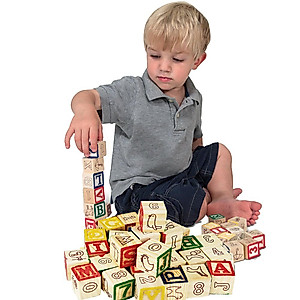 Number 1 In Service Wooden Alphabet Blocks, Best Wagon ABC Wooden Block Letters Come in a Pull Wagon for Easy Storage and Movement, Most Entertaining Wooden Toy for Toddlers, 30 Pieces Set.