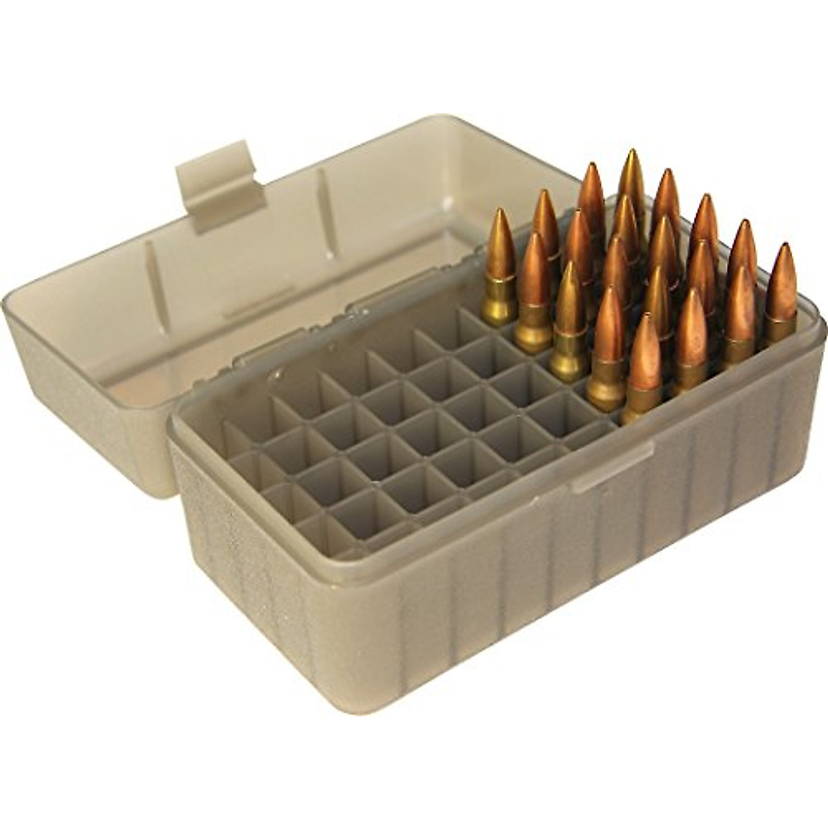 MTM 50 Round Flip-Top Rifle Ammo Box 220 Swift 243 308 Win, Gray