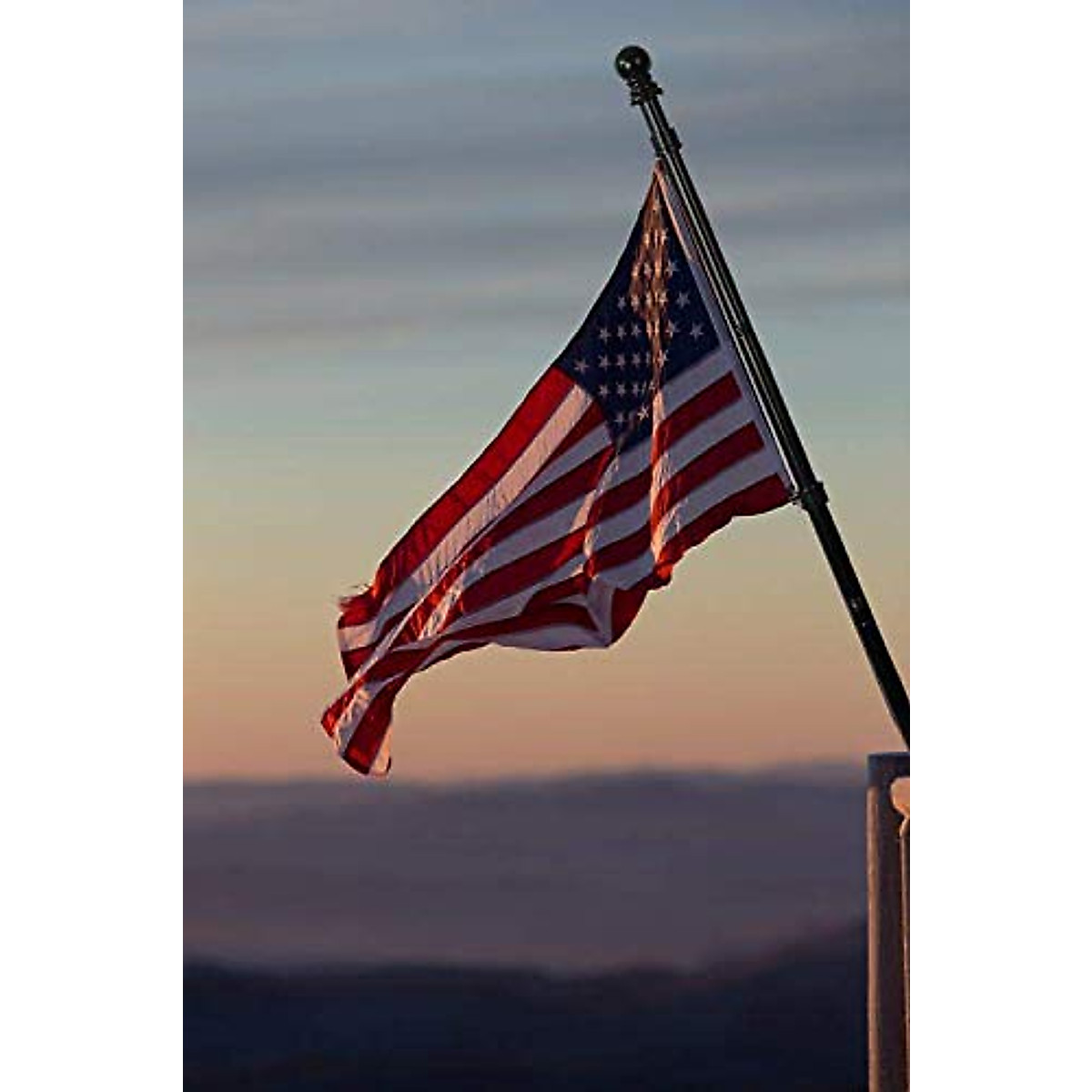 6FT Flag Pole Kit,Stainless Steel Heavy Duty Black American US Flagpole, Rustproof for Outdoor Garden Roof Walls Yard (Without Bracket)