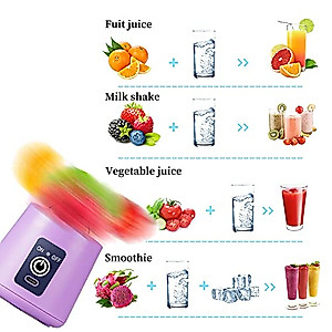 Electric USB Juicer Blender Portable Juicer Cup 380ml Water Bottle Juicer Machine with 6 Blades, 2000mAh Rechargable Battery