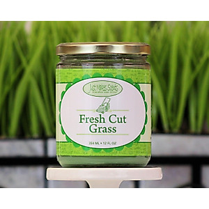 Fresh Cut Grass Scented Blended Soy Candle by Just Makes Scents (12 oz)