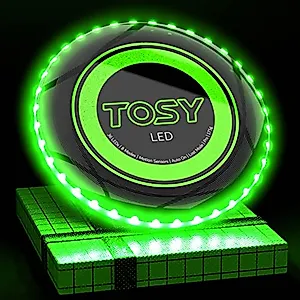 TOSY Flying Disc - 16 Million Color RGB or 36 or 360 LEDs, Extremely Bright, Smart Modes, Auto Light Up, Rechargeable, Birthday Gift, Easter Basket Stuffers for Men/Boys/Teens/Kids, 175g Frisbee