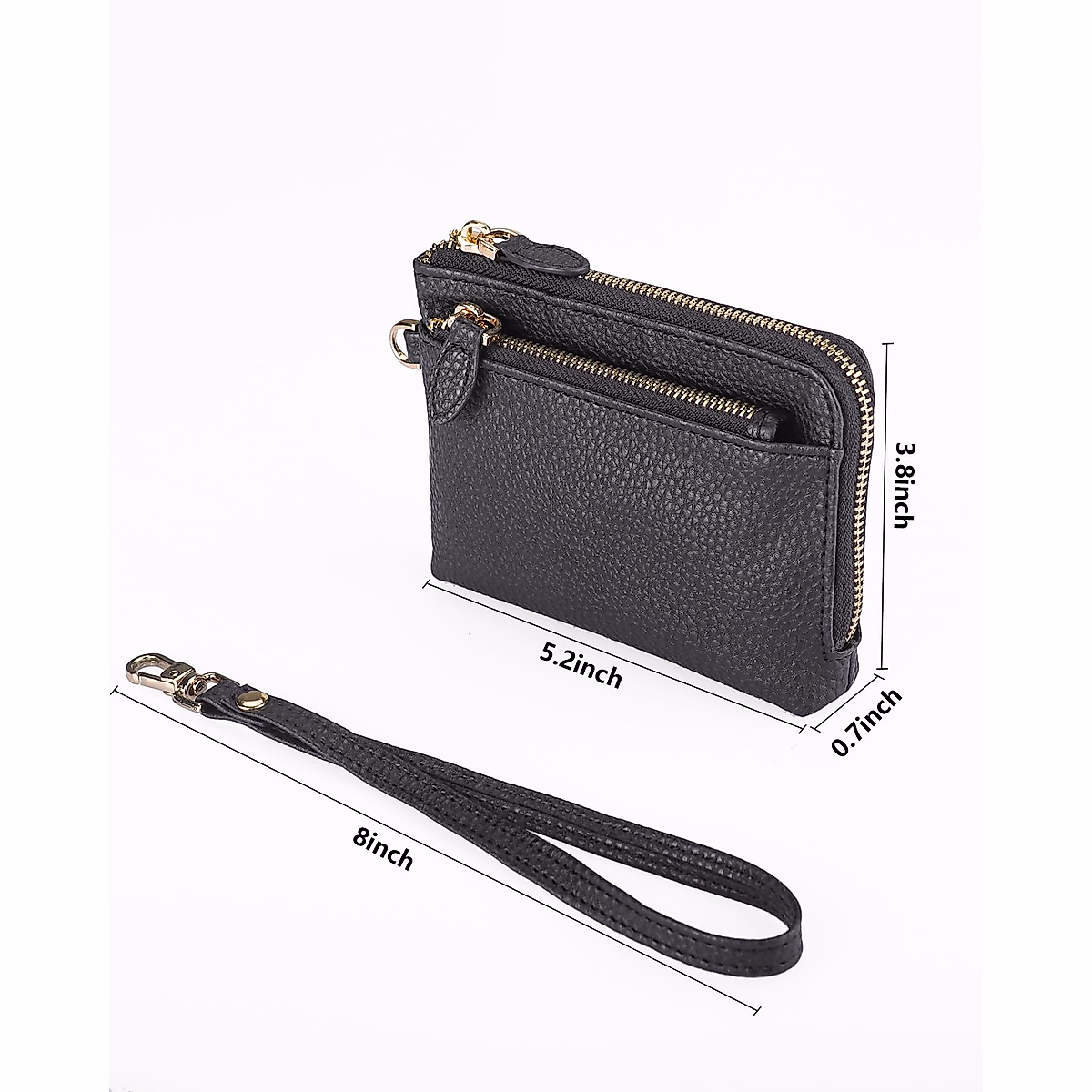 Teskyer Coin Purse Pouch, RFID Blocking Credit Card Holder Zipper Wallet with Wrist Strap and Key Chain for Men & Women