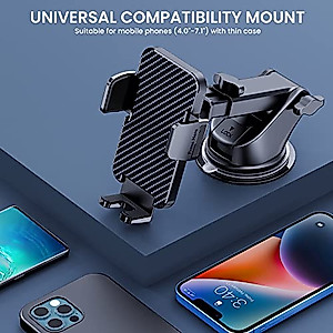 Phone Mount for Car Phone Holder Mount [Military-Grade Suction] Cell Phone Car Holder Universal Phone Stand for Car Dashboard Windshield Cell Phone Automobile Cradles Fit iPhone Android Smartphone