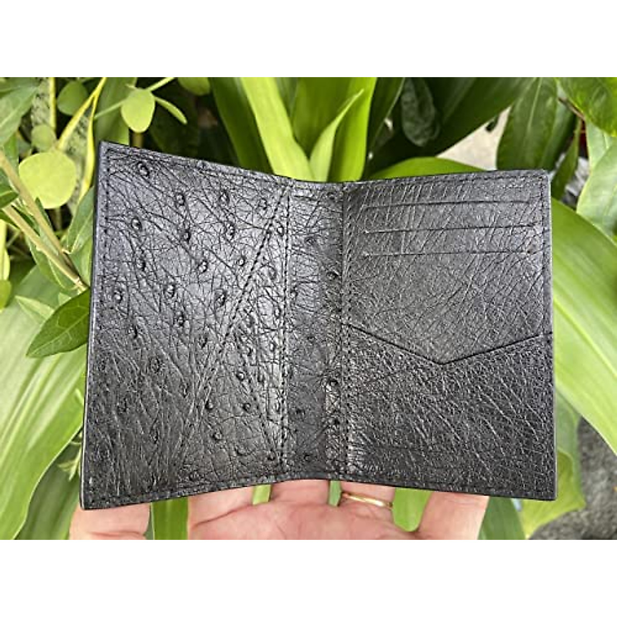 Double side Black Body Ostrich leather skin Credit Cardholder, leather credit cardcase, leather creditcard cover