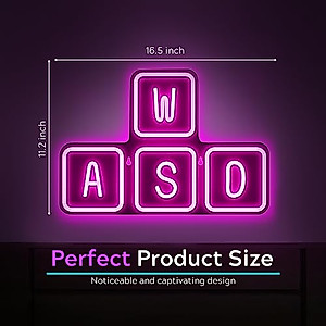 Gamer WASD Neon Sign - Pink Neon Gaming Sign for Room, Bedroom, Home Office and Game Room Decor- Cool Gaming Accessories With On/Off Light switch- Gamer Gift for Gamers, Streamers, Boys, and Girls