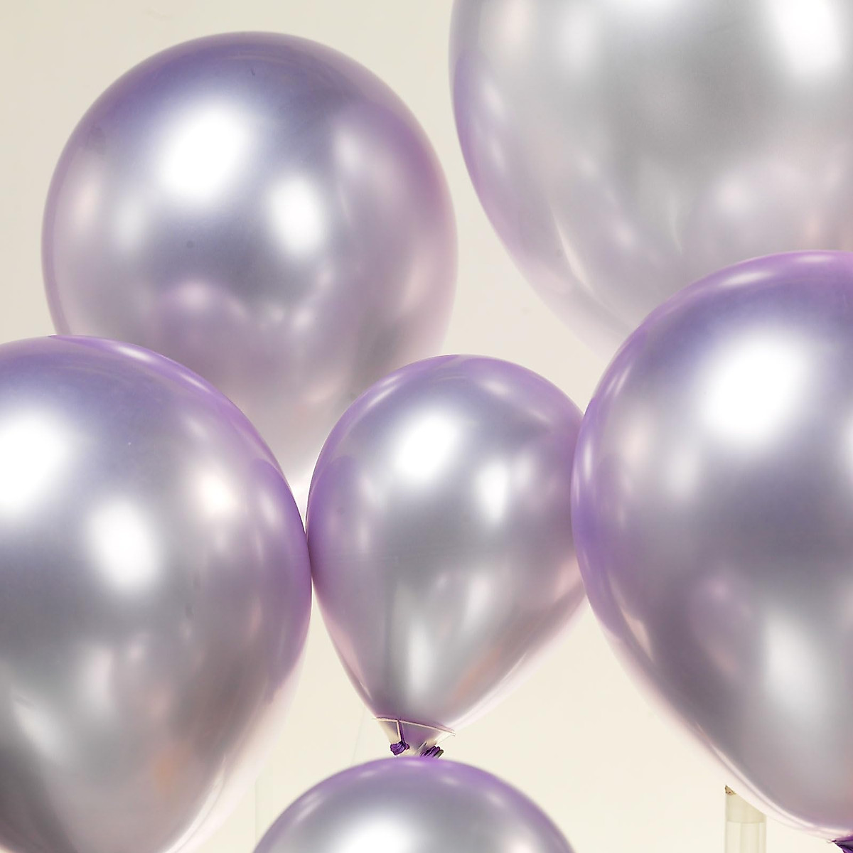 kozee Double-Stuffed Chrome light purple Balloons different sizes 60pcs 12/10/5 inch 2-layers pearl lilac balloon Garland kit For Birthday baby shower anniversary decorations Chrome Lilac