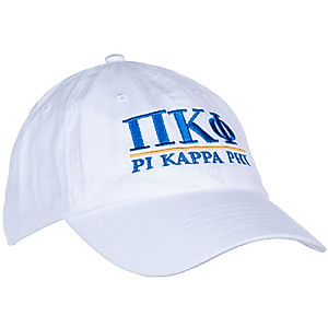 Ann Arbor T-shirt Co. Pi Kappa Phi | Classic Pi Kapp Fraternity Line PKP Baseball Rush Frat Hat Cap White
