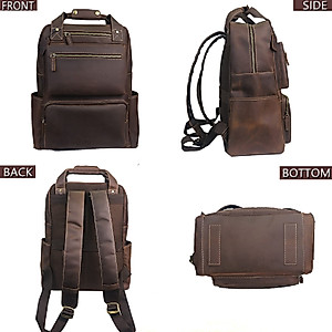 Leather Laptop Backpack for Men,Travel Backpack Trolley Sleeve,College School Rucksack Men Fits 17 Inch Notebook,Brown (Light Brown)