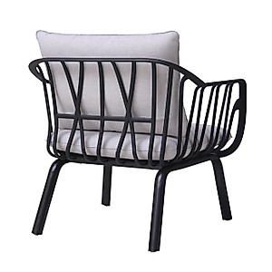 Christopher Knight Home Outdoor Club Chair, Arm Chairs with Cushions, Modern Patio Basket Bucket Seating, Black Basket Weave Chair Sets for Poolside Patio, Plastic Club Chairs Set of 2, Grey