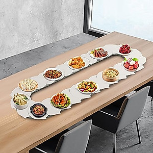 1.4m Food Serving Train Dining Table Turntable,360° Manual Swivel Adjustable Dining Table,Heavy Duty Rotating Turntable,Lazy Susan Dining Table,for Dining Room,Party,Banquet and Wedding Decor