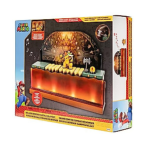 Super Mario Nintendo Deluxe Bowser Battle Playset with Lights and Sounds, 2.5 Inch Bowser Action Figure Included