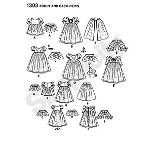 SIMPLICITY 1303 Girl's Halloween Costume Princess Dress Sewing Pattern, Sizes BB (3-6)