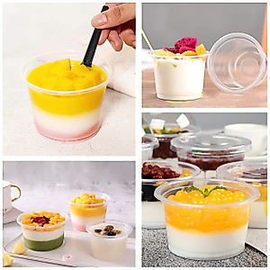 50 Pack 8 oz Clear Plastic Dessert Cup with Dome Lids Disposable Parfait Fruit Cups Party Cupcake Bowl Dessert Pudding Containers for Ice Cream, Iced Cold Drinks, Cupcake, Snack, Fruit, Pudding