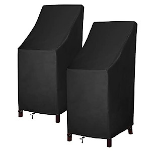 MAVINCHER Stackable Patio Chair Covers, High Back Outdoor Chair Covers, 600D Heavy Duty Waterproof Lawn Outside Barstool Furniture Covers,Fits for 4-6 Stackable Dining Chairs,27"W x 27"D x 49"H,2 Pack