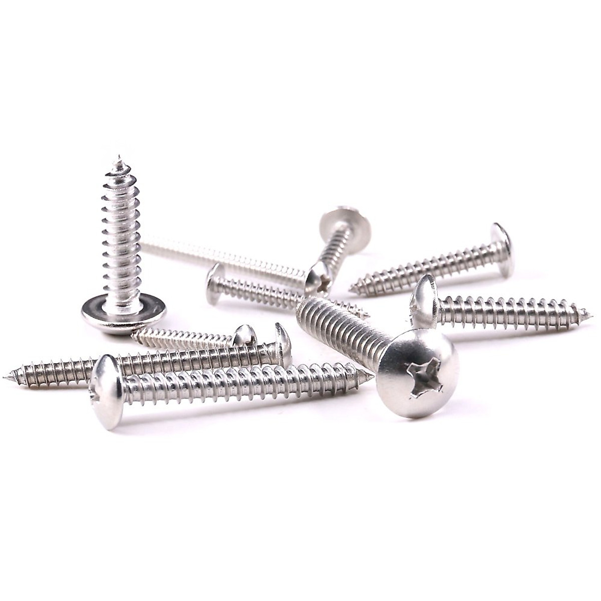 Hilitchi 304 Stainless Steel Hex Washer Head and Phillips Truss Head Self Drilling Sheet Metal Tek Screws Assortment Kit (Phillips Truss Head)