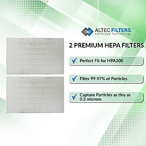 Altec Filters HEPA Premium Quality Replacement Filters Compatible with HPA200 Filter R Air Purifier, 2 Pack Fits HPA090, HPA100, HPA200, HPA300 HW HRF-R2 (HRF-R2 2 Pack)