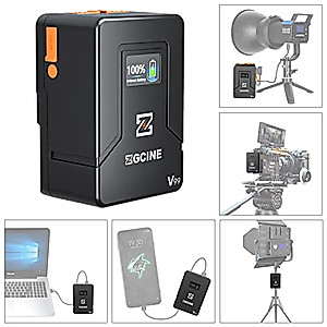 ZGCINE ZG-V99 V2 Upgraded Version Mini V-Mount Battery with 65W PD Charger kit, 99Wh 14.8V Support D-TAP/BP/Input and Output, V-Lock Battery Compatible with BMPCC 6K Pro/Canon EOS R5C/Sony FX3