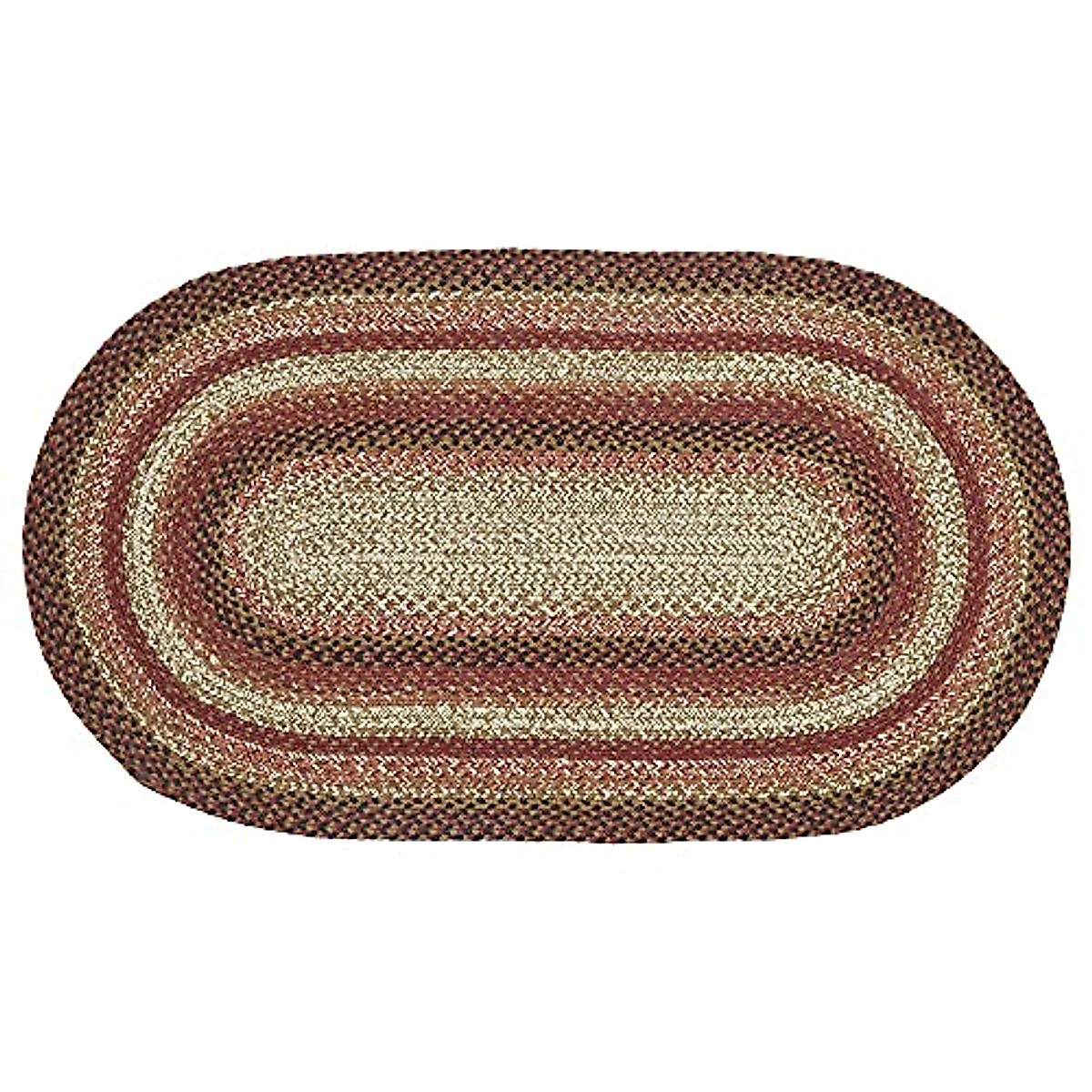 VHC Brands Ginger Spice Rug with PVC Pad, Jute Blend, Oval, Orange Red Tan, 27x48 inches