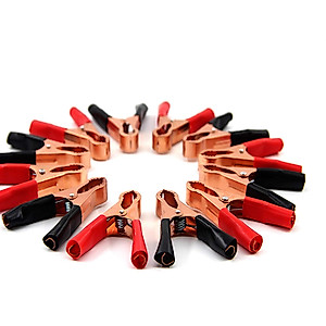12PCS 50A Insulated Alligator Clips, Black & Red Durable Heavy Duty Clamps, Boot Metal Spring Loaded Truck Car Battery Electric Test Clips Lead Probe Battery Clamps