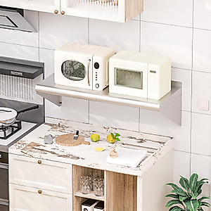 Chingoo Stainless Steel Shelf 12" x 48", 350 lb Wall Mounted Commercial Stainless Steel Shelves Metal Shelving for Restaurant, Bar, Utility Room, Kitchen and Garage