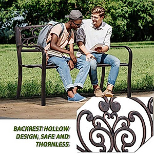 Outdoor Garden Bench, 50" Metal Benches Antique Bronze Patio Park Bench,Outdoor Porch Furniture, Front Yard Decor Seat Leisure Chair for Patio Outdoor Bench Metal Bench Park Bench