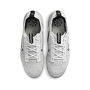 Nike Men's Air Vapormax 2021 Flyknit Sneaker, White/White/Black/Metallic Silver, 9