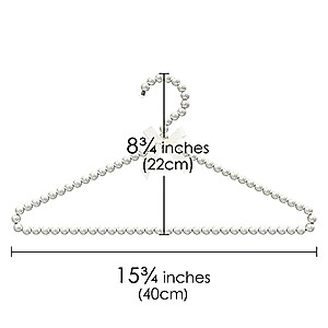 Linkidea 5 Pack Pearl Beaded Clothes Hangers, Plastic Elegant Clothes Dress Pants Hanger, Closet Coat Storage Organizer Standard Hangers (White)