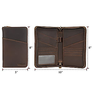 Polare Full Grain Leather Passport Holder Cover Case for Men and Women RFID Blocking Family Travel Wallet Holds 6 Passports (Dark Brown)